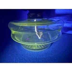 Accents | Vintage Uranium Glass Oil Lamp Correct Burner Clear Glass ...